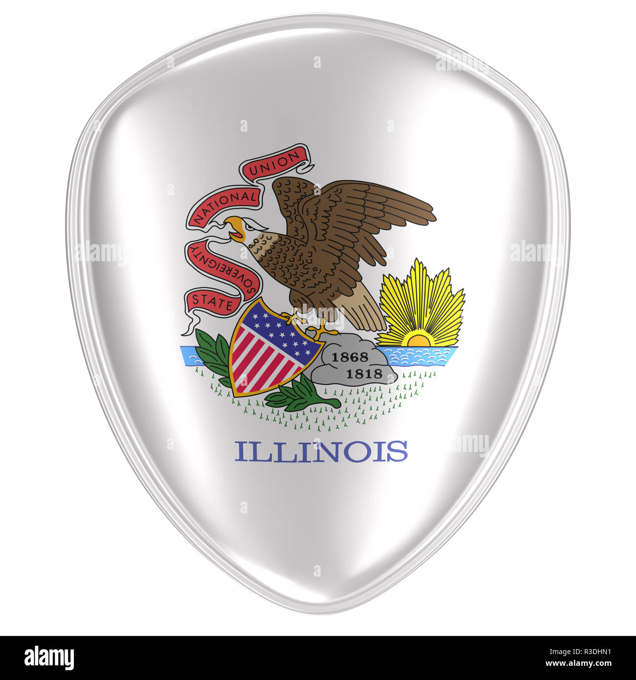 3d rendering of an Illinois USA State flag icon on white background ...