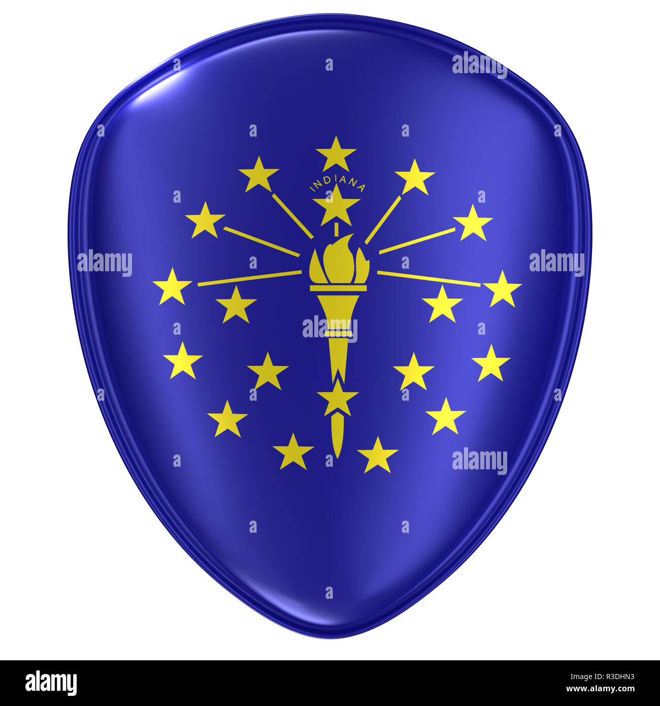 3d rendering of an Indiana USA State flag icon on white background ...