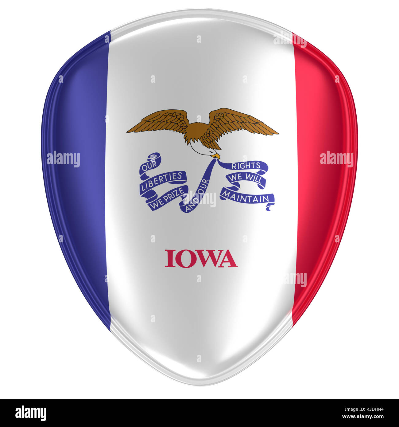3d rendering of an Iowa USA State flag icon on white background Stock ...