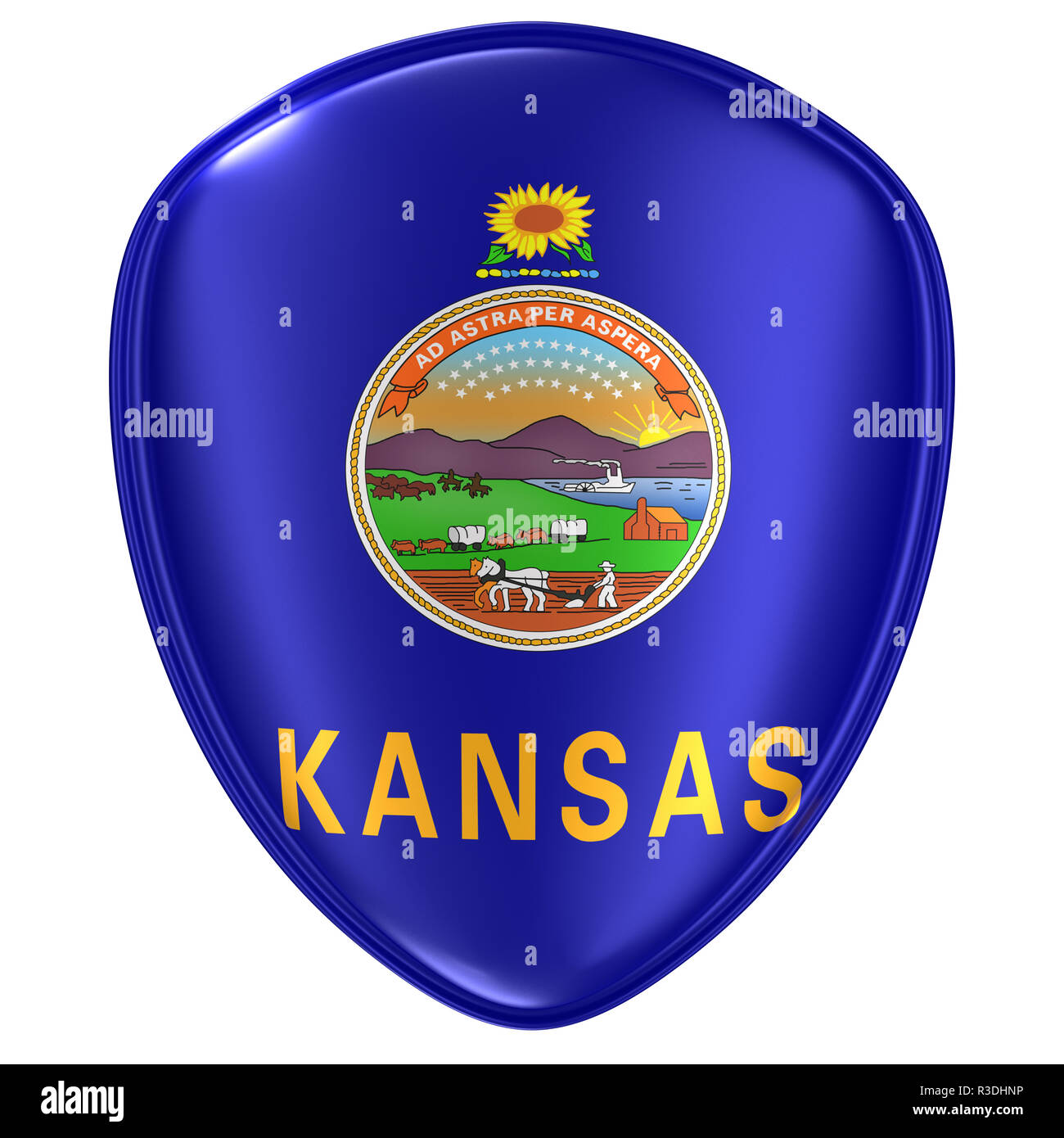 3d rendering of a Kansas USA State flag icon on white background Stock ...