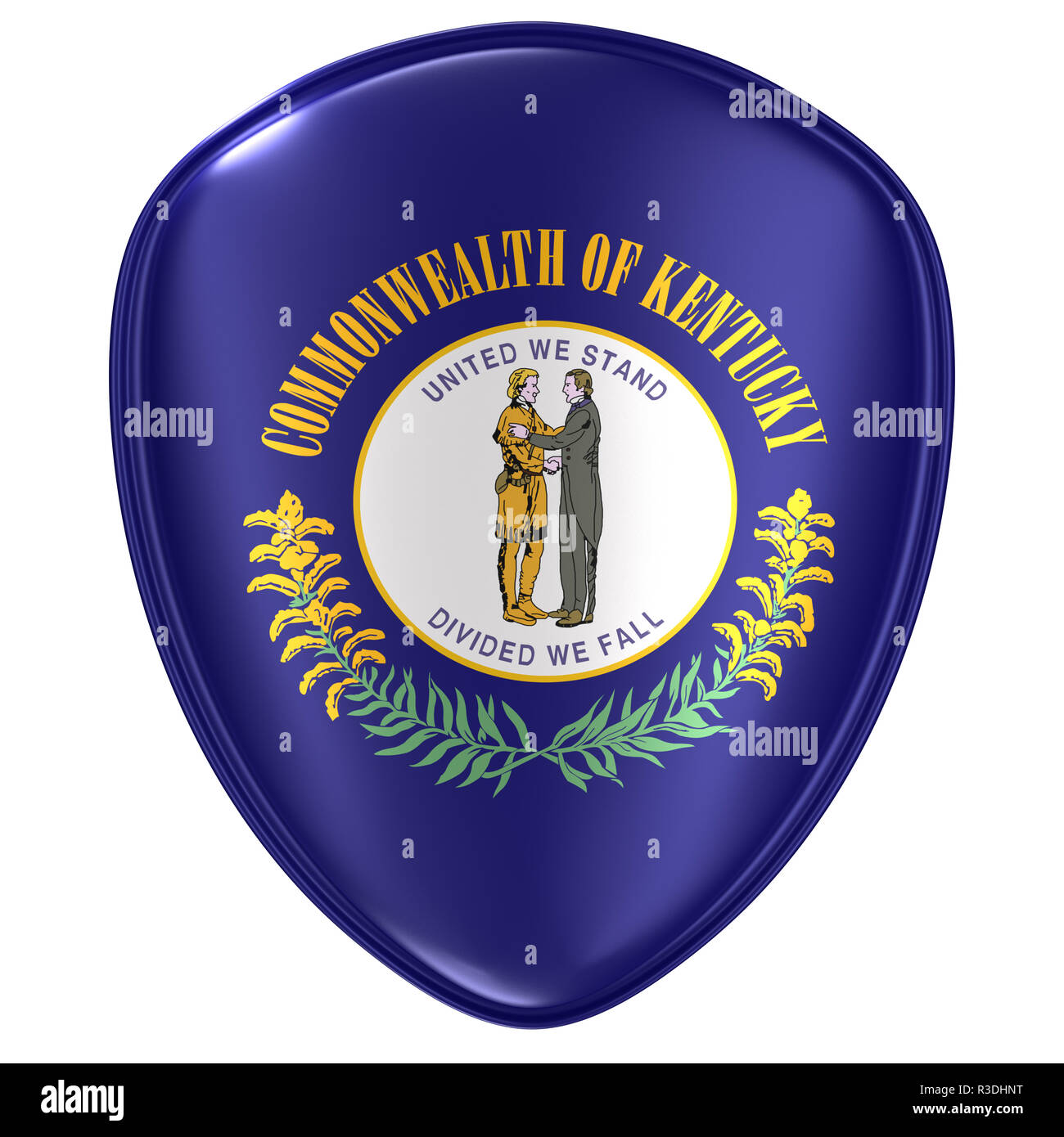 3d rendering of a Kentucky USA State flag icon on white background ...