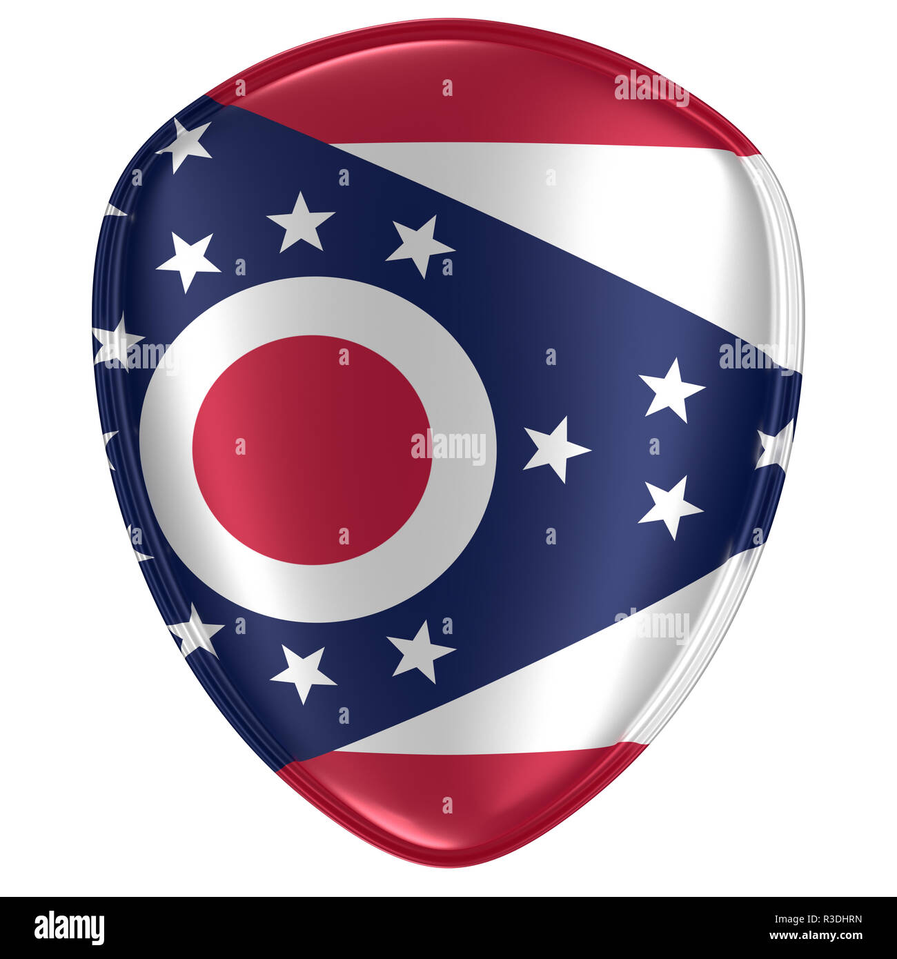 3d rendering of an Ohio USA State flag icon on white background Stock ...