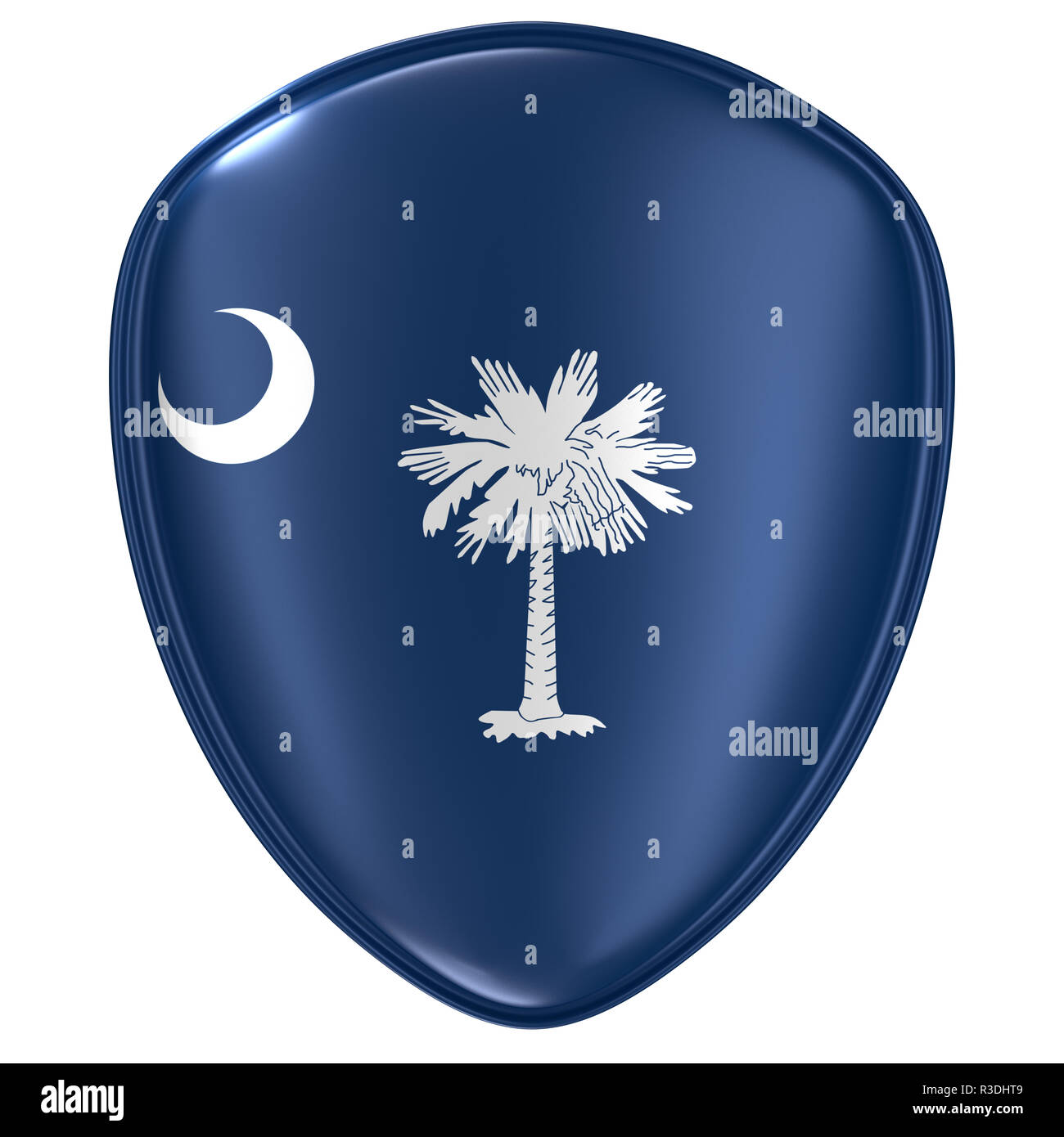 3d rendering of a South Carolina USA State flag icon on white ...