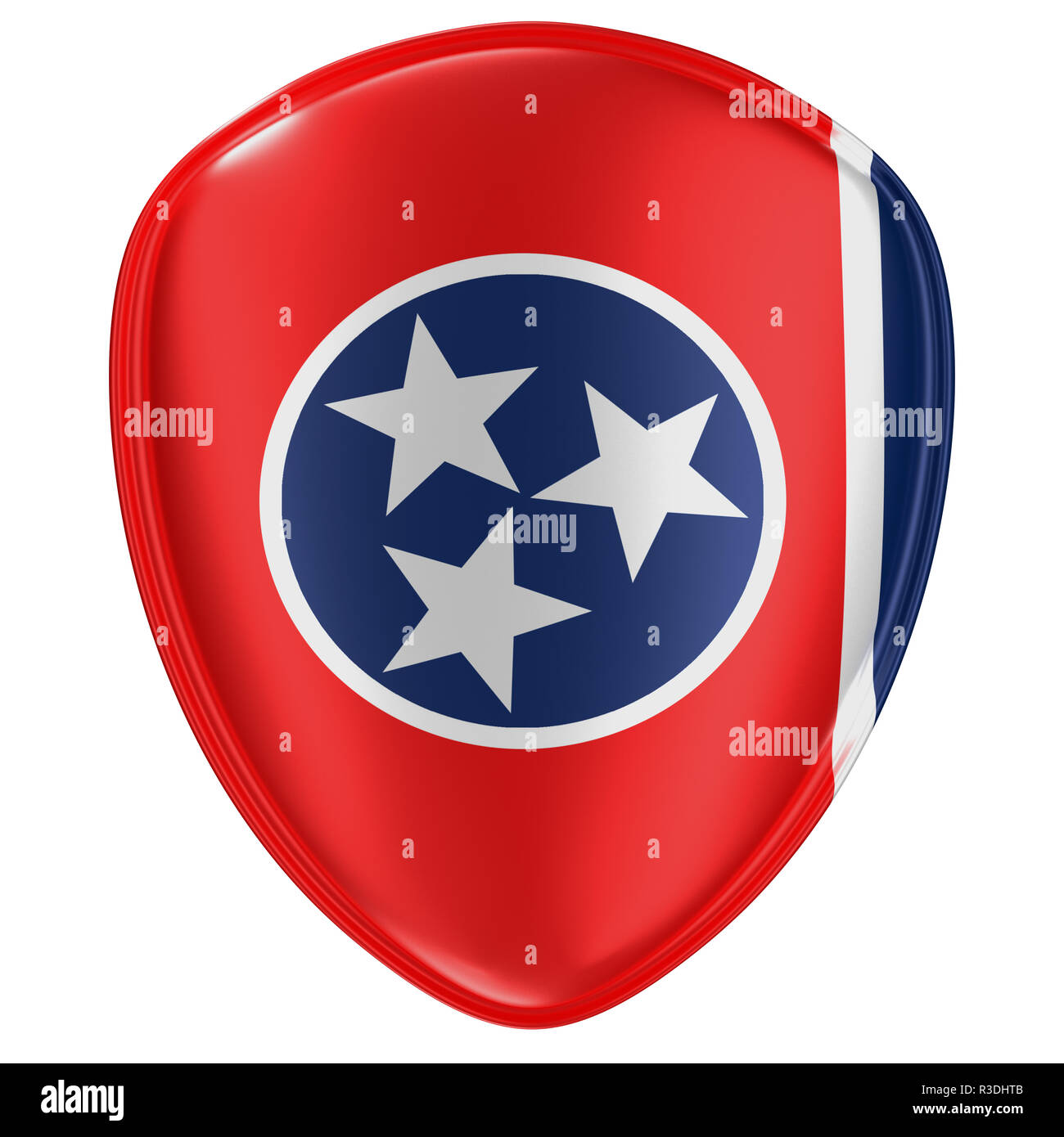 3d rendering of a Tennessee USA State flag icon on white background ...