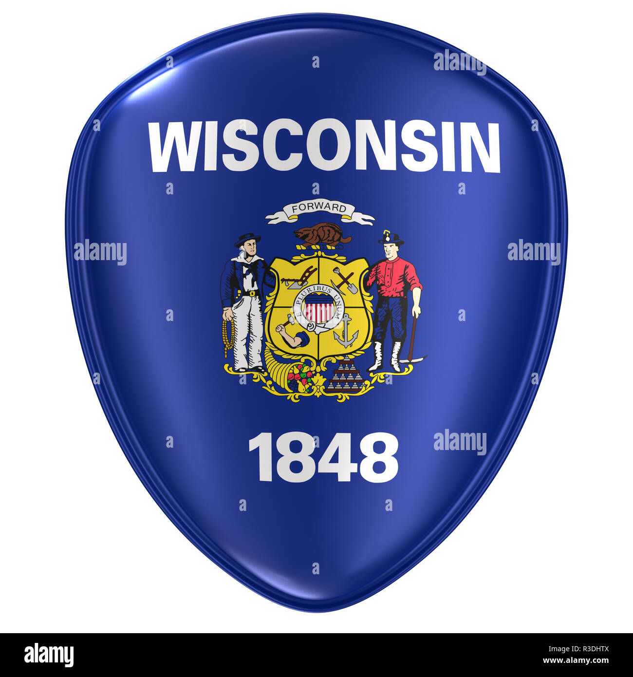 3d rendering of a Wisconsin USA State flag icon on white background ...