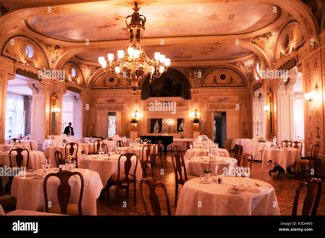 Swiss alps: One of the beautifull decorated and painted rooms of the ...