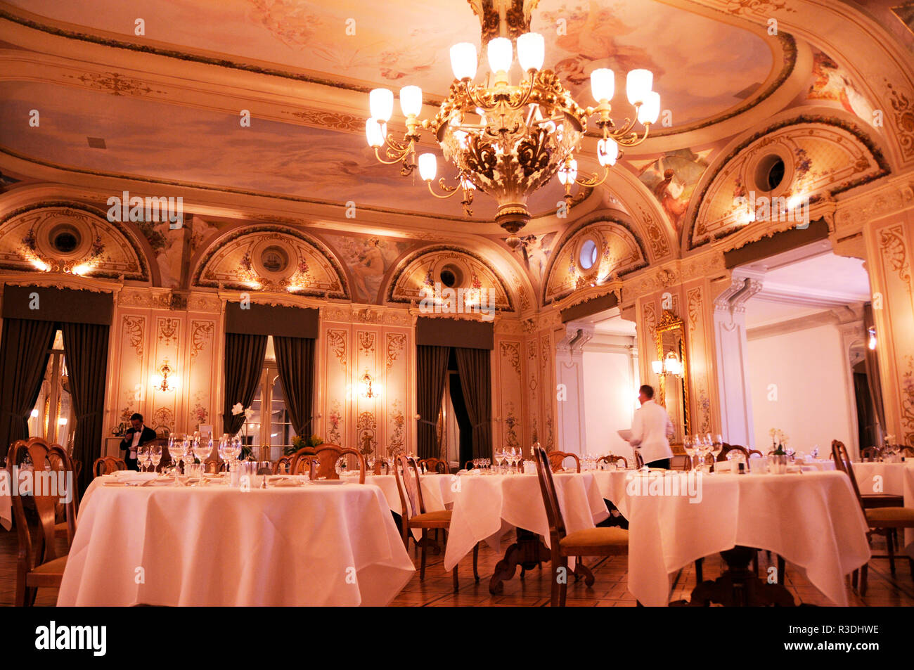 Swiss Alps: One of the beautifull decorated and painted rooms of the ...