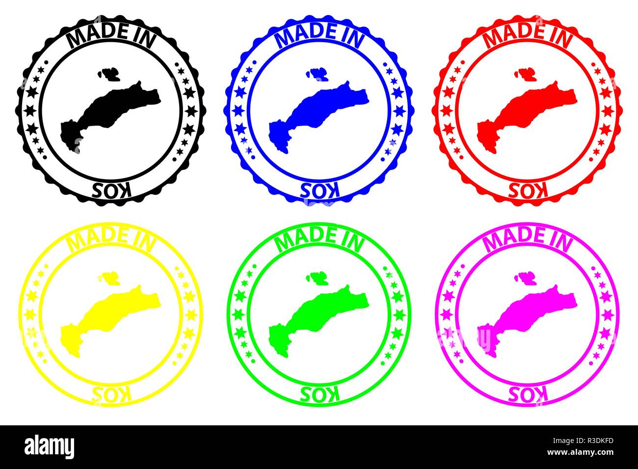 Made in Kos - rubber stamp - vector, Kos(Cos) map pattern - black, blue ...