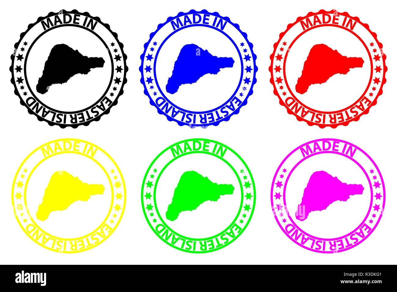 Made in Rapa nui - rubber stamp - vector, Easter Island map pattern ...