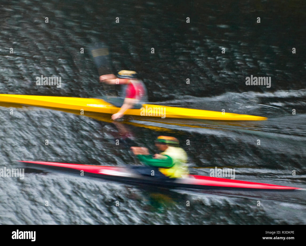 racing single kayaks, motion Stock Photo - Alamy