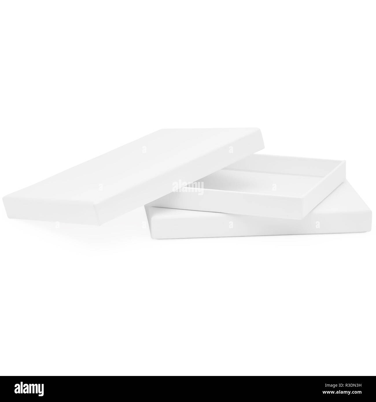 White Rectangular Flat Chocolate jewelry and Gift Box Stock Photo - Alamy