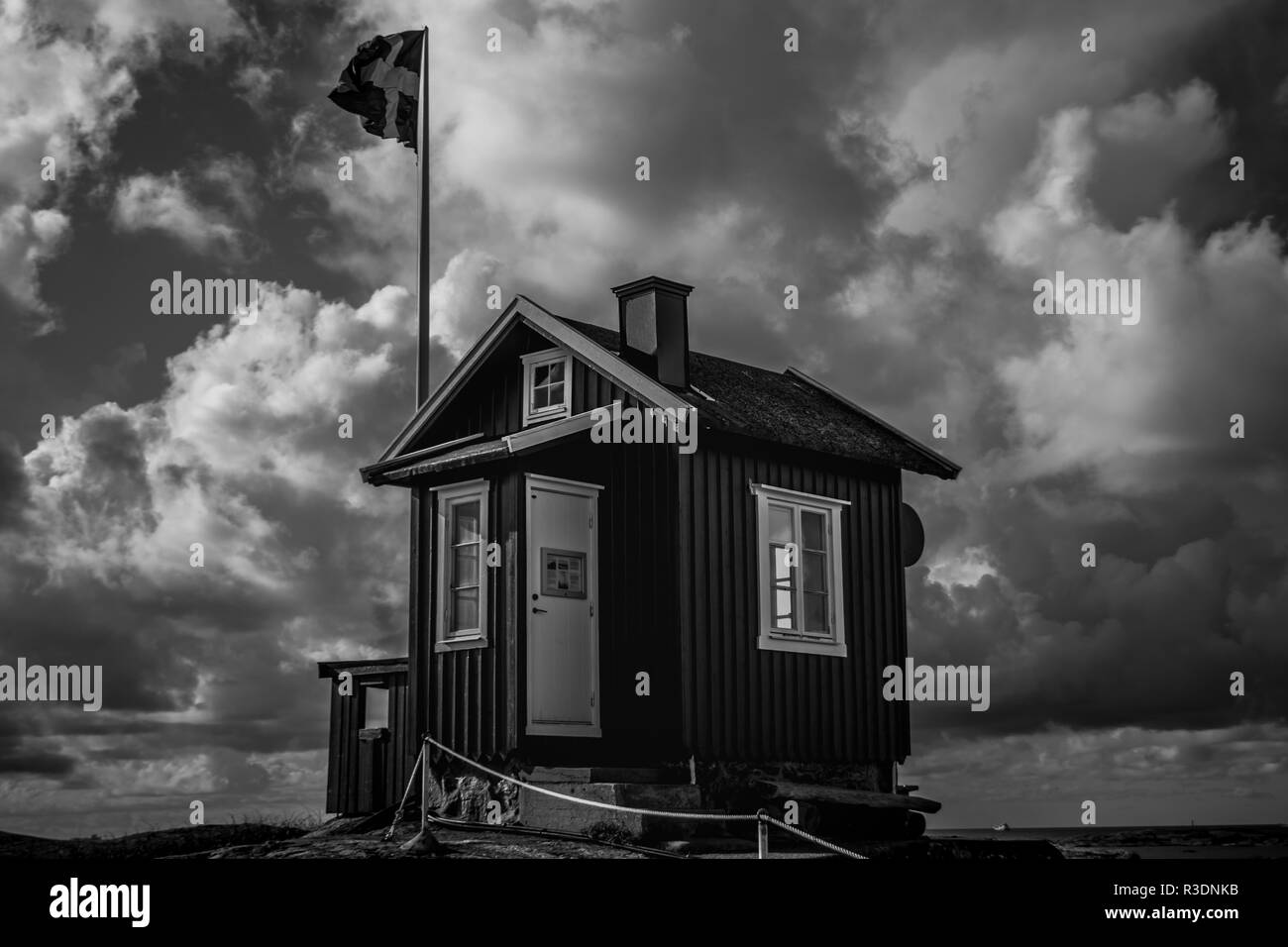 Flag on rope Black and White Stock Photos & Images - Alamy