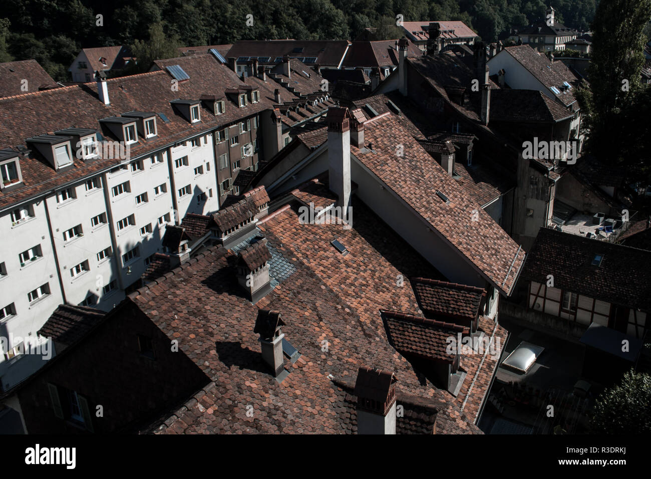 Historical rooftops and chimneys in Bern, Switzerland Stock Photo - Alamy