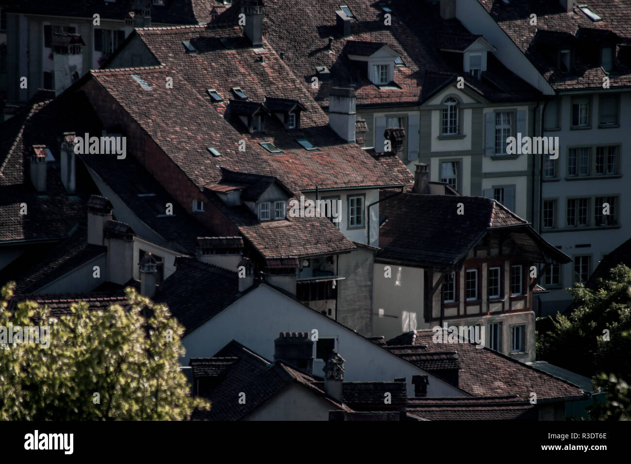 Beautiful rooftops and chimneys in the capital Bern, Switzerland Stock ...