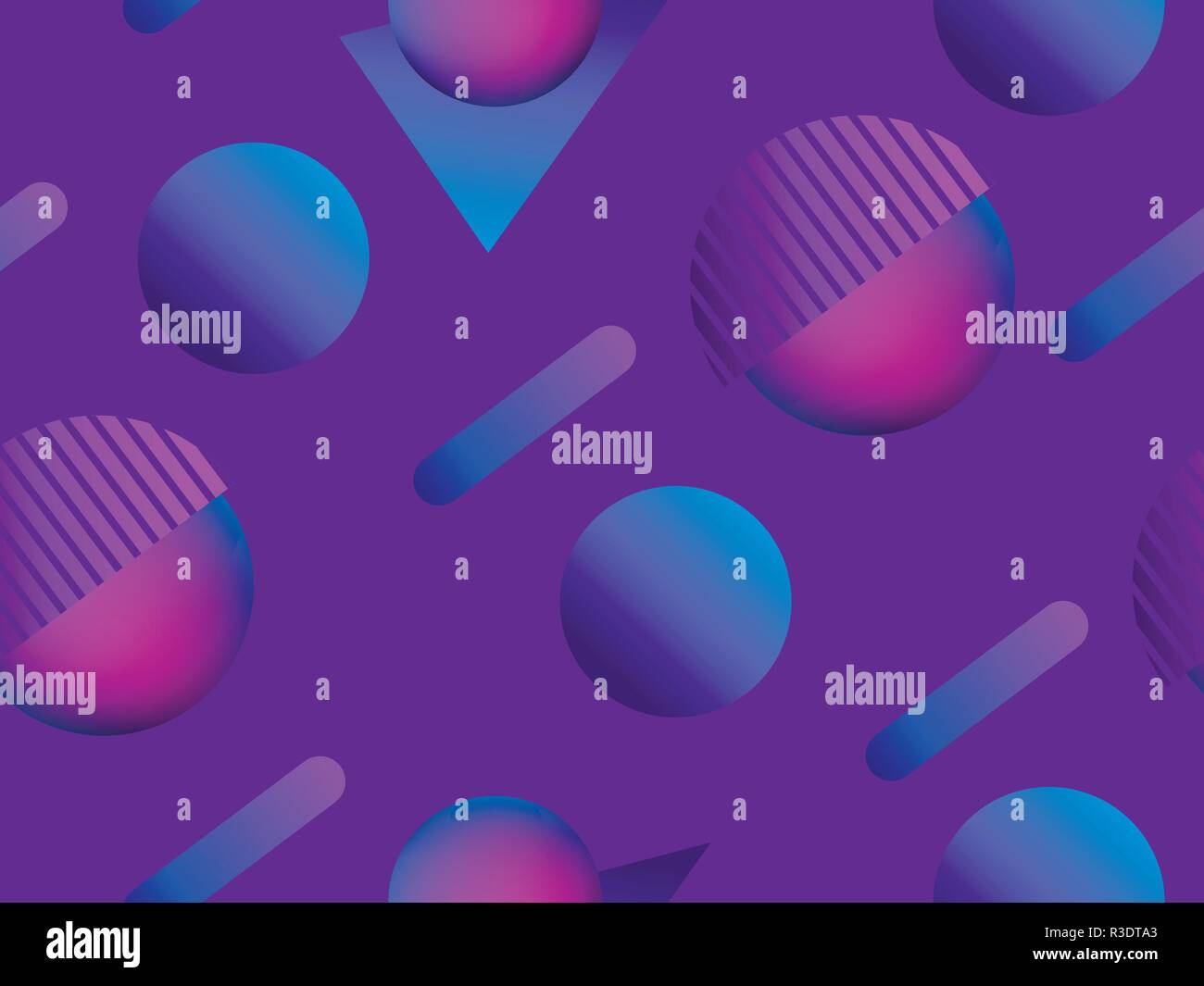 Memphis seamless pattern. Asymmetrical geometric objects gradient in ...