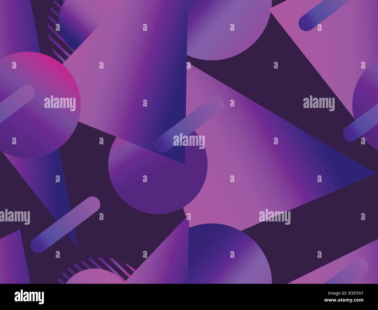 Memphis seamless pattern. Asymmetrical geometric objects gradient in ...