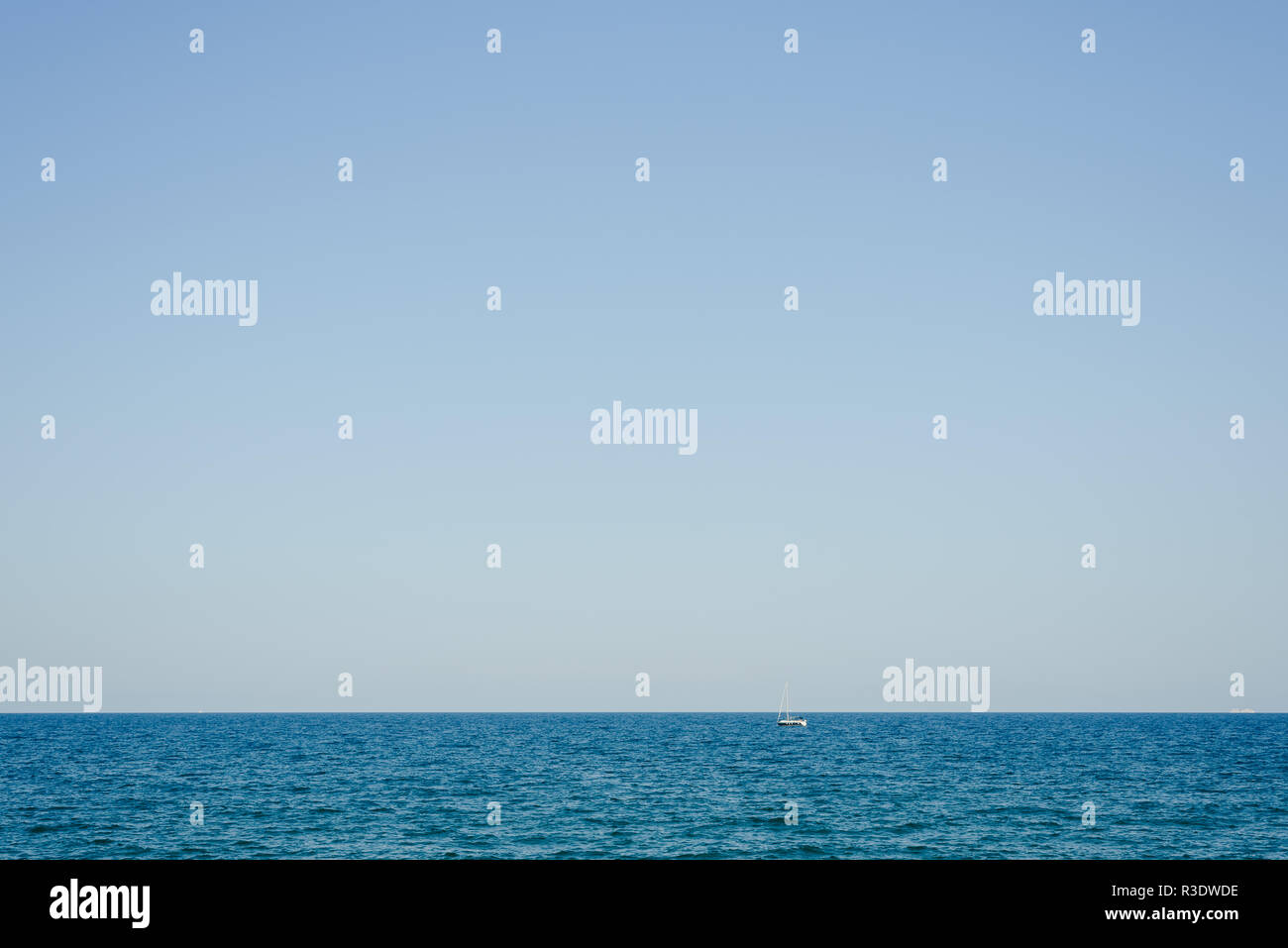Blue mediterranean sea without nobody with empty horizon Stock Photo ...