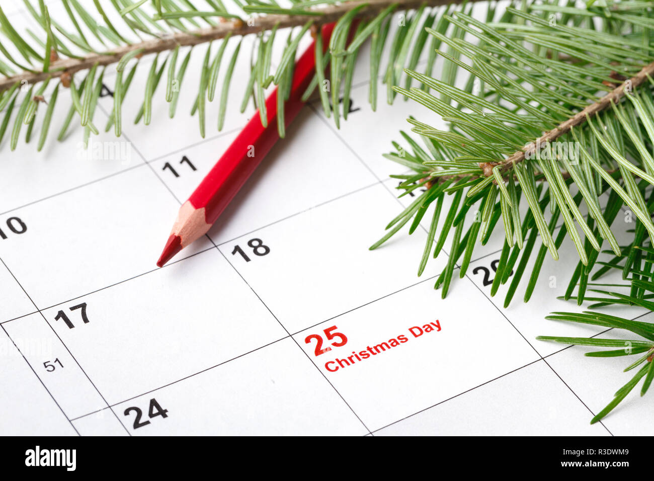 Ready to coming christmas. Calendar with marked date of christmas day ...