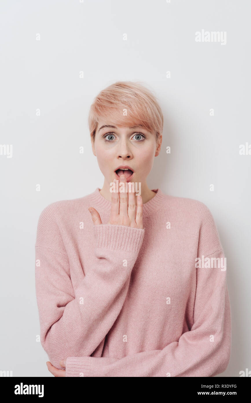 Hand over mouth shock hi-res stock photography and images - Alamy