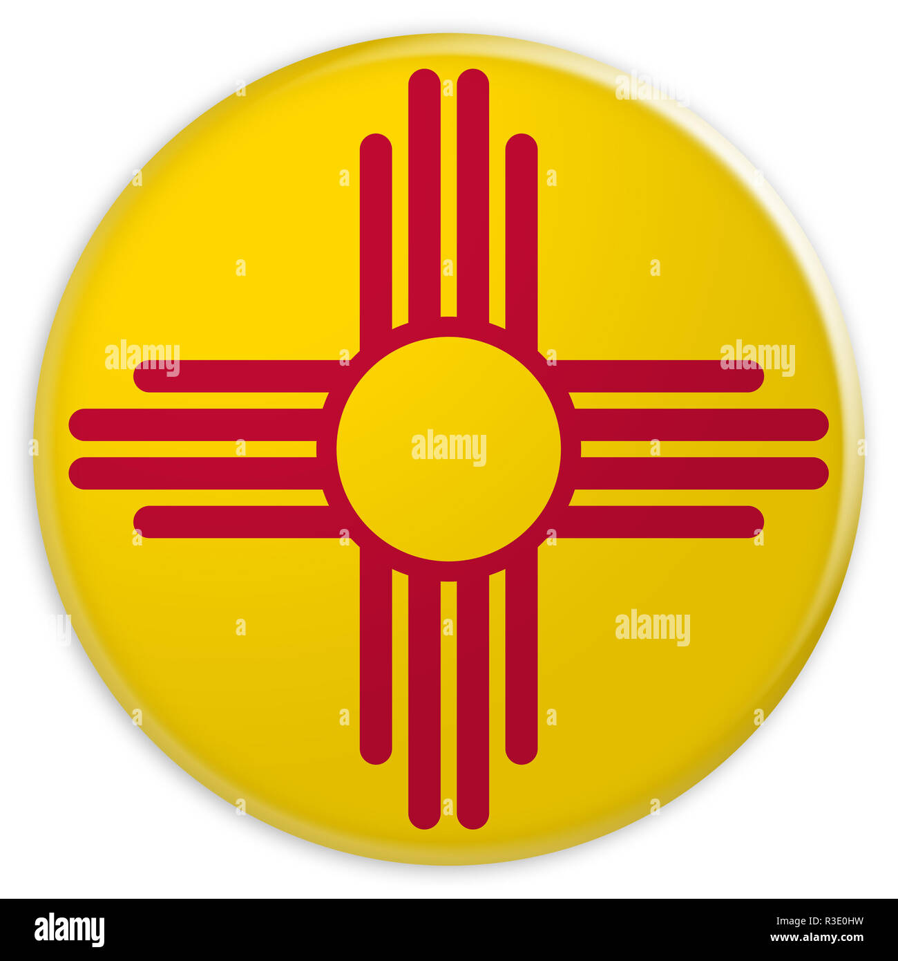US State Button: New Mexico Flag Badge, 3d illustration on white ...