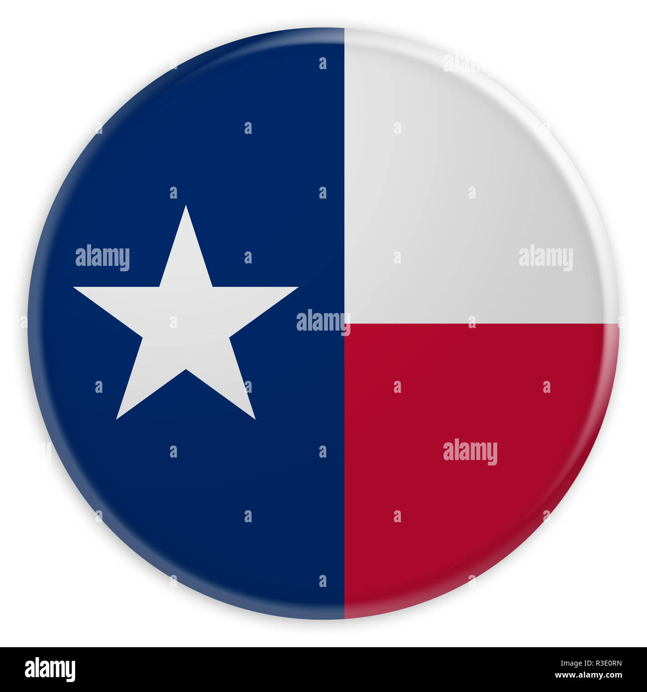 US State Button: Texas Flag Badge, 3d illustration on white background ...