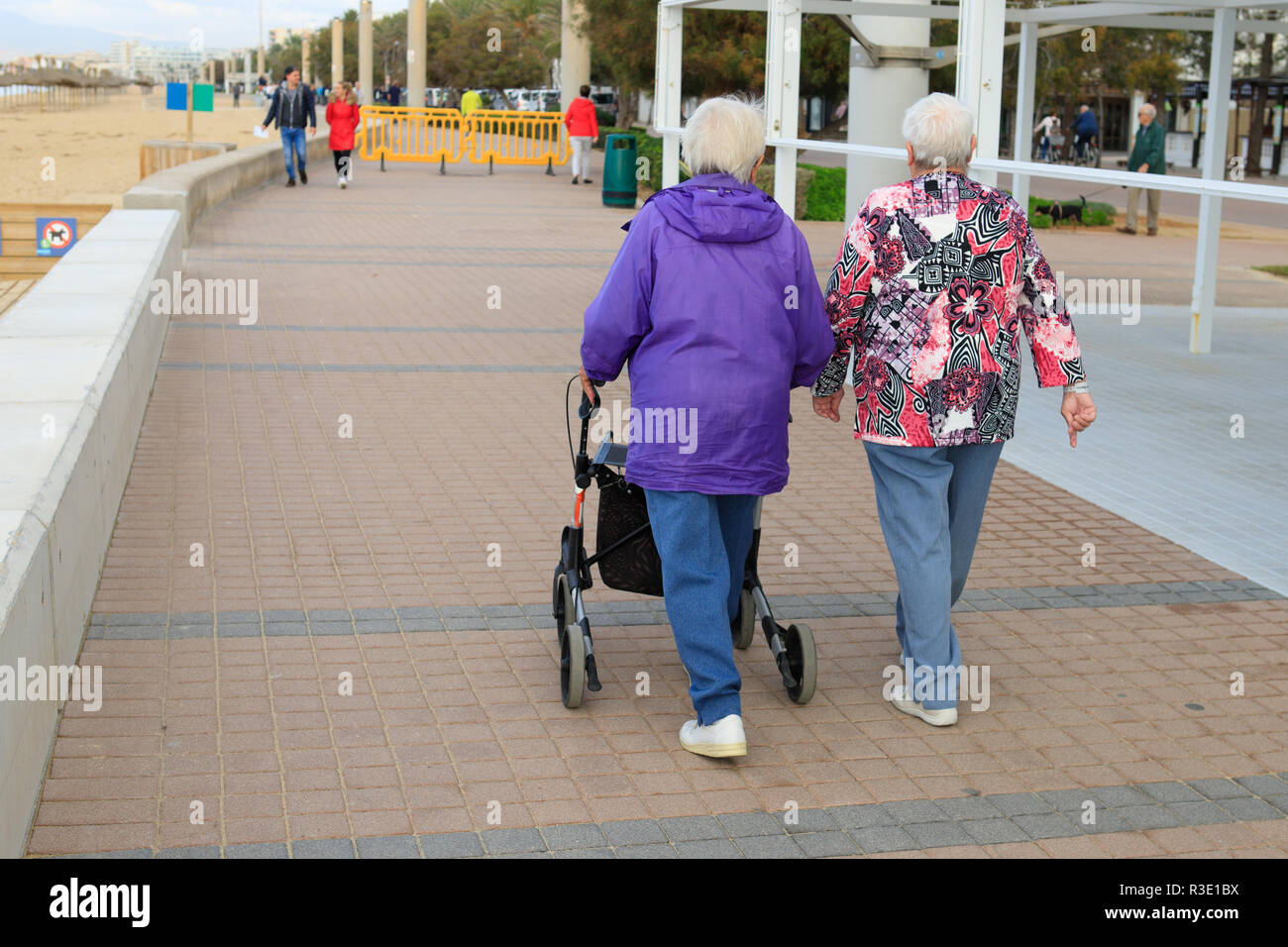 Seniors german women walking, Mallorca, promenade, Spain Stock Photo ...