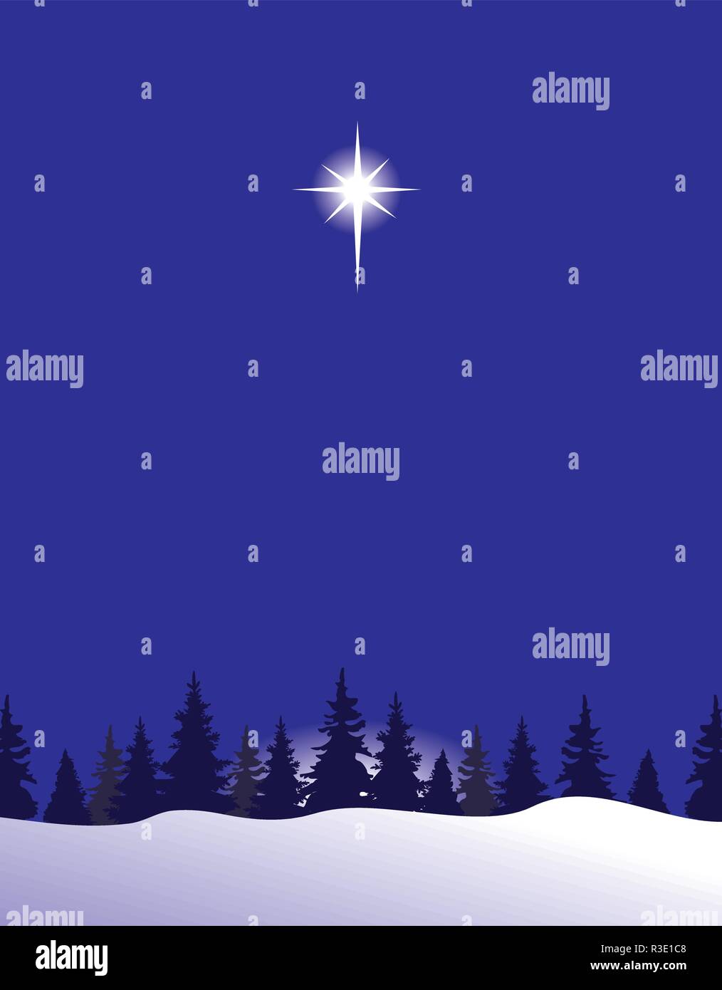 vector illustration of Christmas scene with Bethlehem star. Christian ...