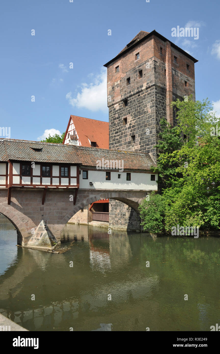 henkersteg and water tower in nuremberg Stock Photo - Alamy