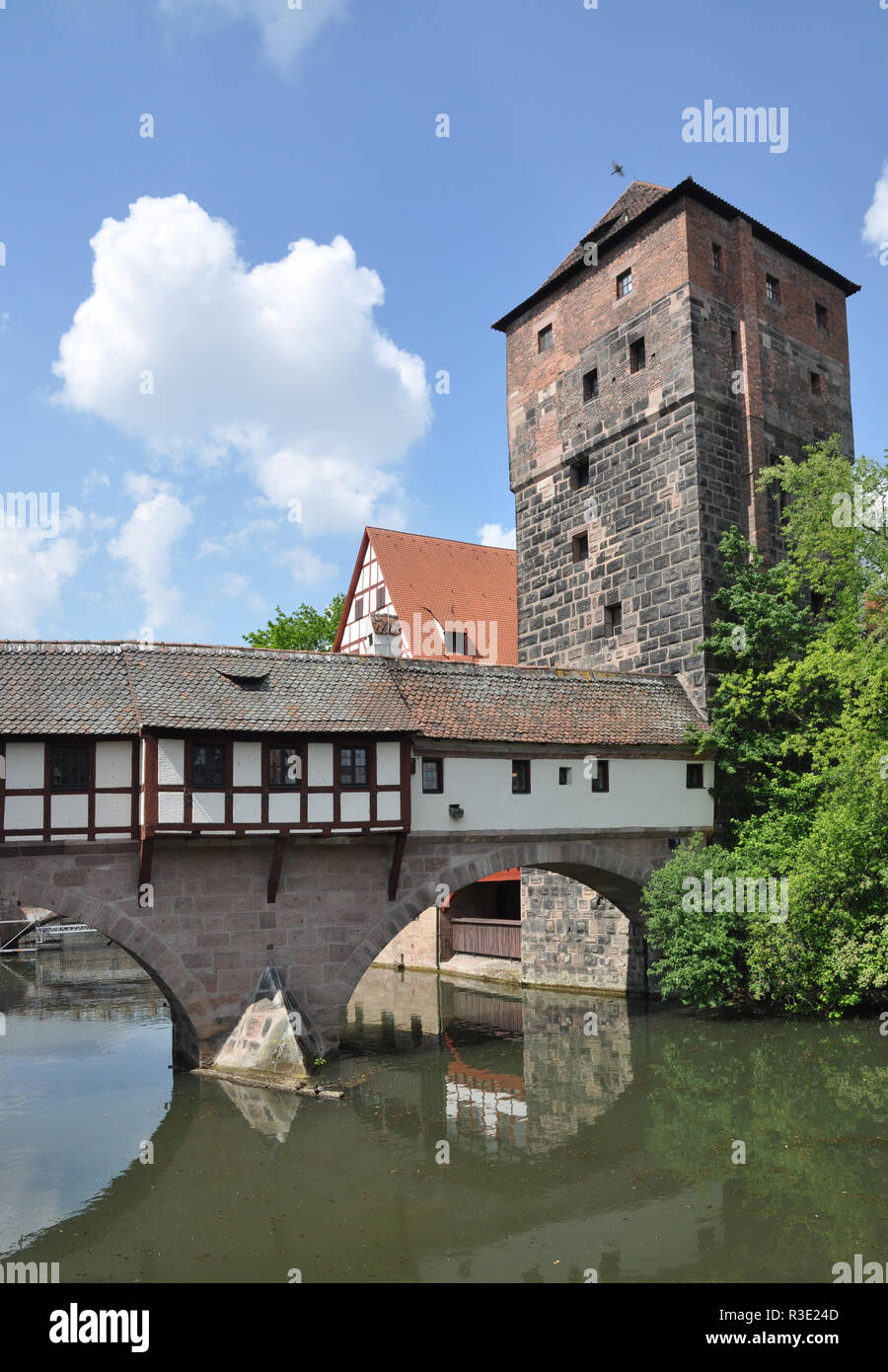 henkersteg and water tower in nuremberg Stock Photo - Alamy