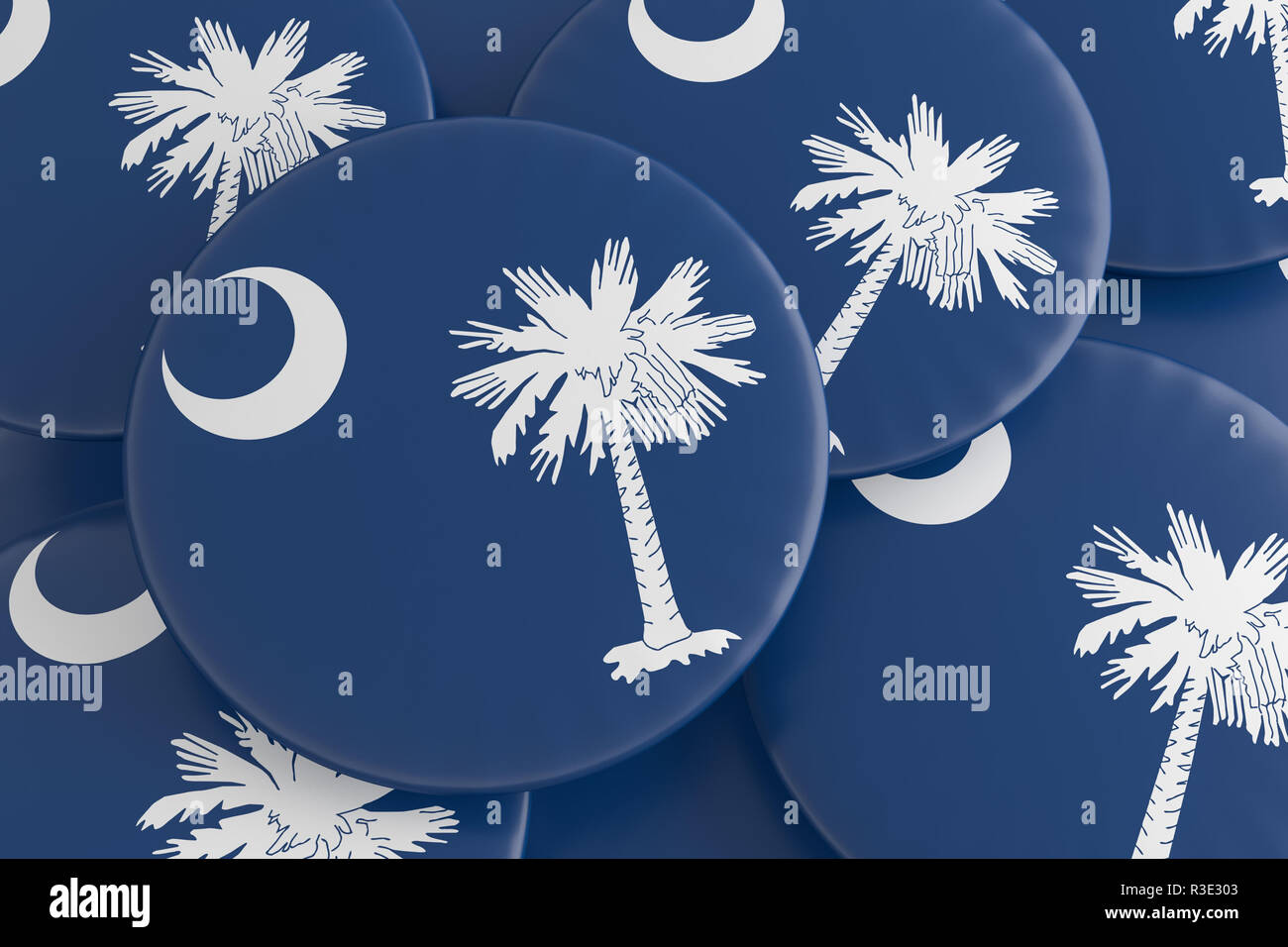 US State Buttons: Pile of South Carolina Flag Badges, 3d illustration ...