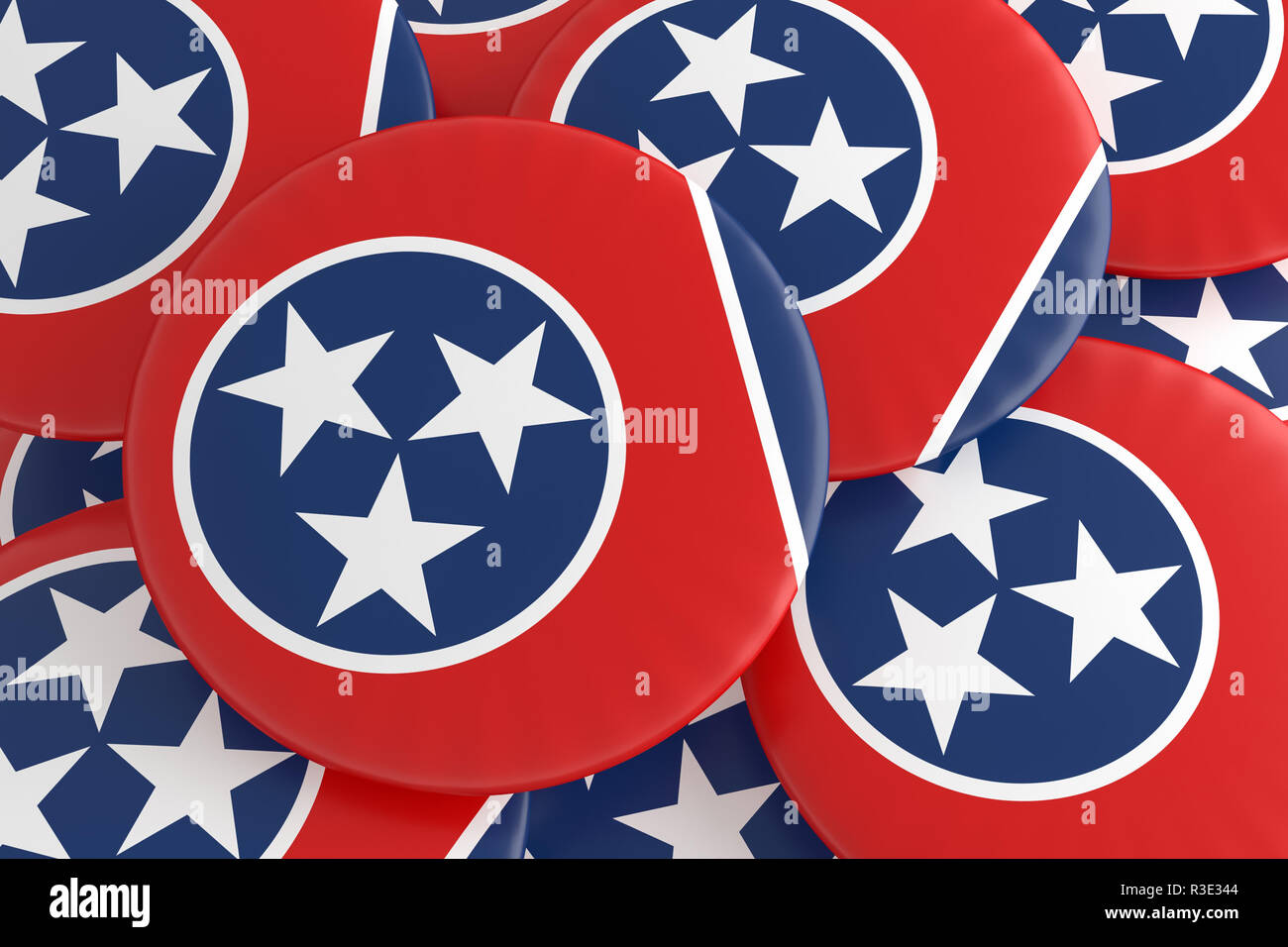 US State Buttons: Pile of Tennessee Flag Badges, 3d illustration Stock ...