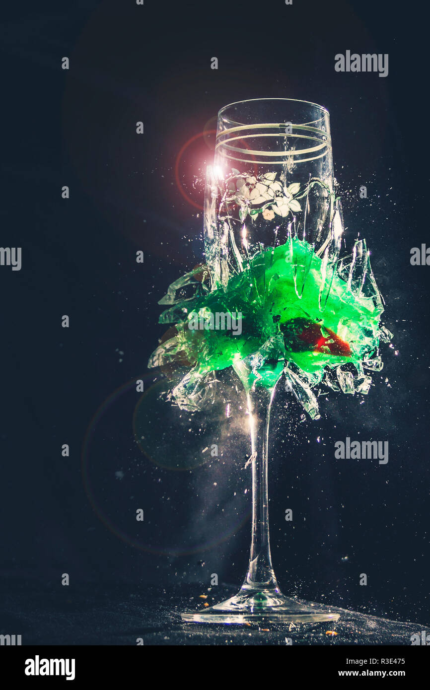 Wine Glass shattering Stock Photo - Alamy