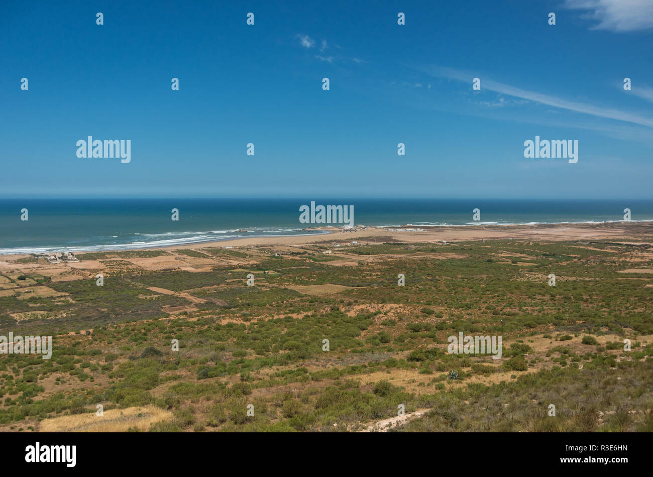 Panoramic view to waves on Atlantic ocean coastline Morocco Stock Photo ...