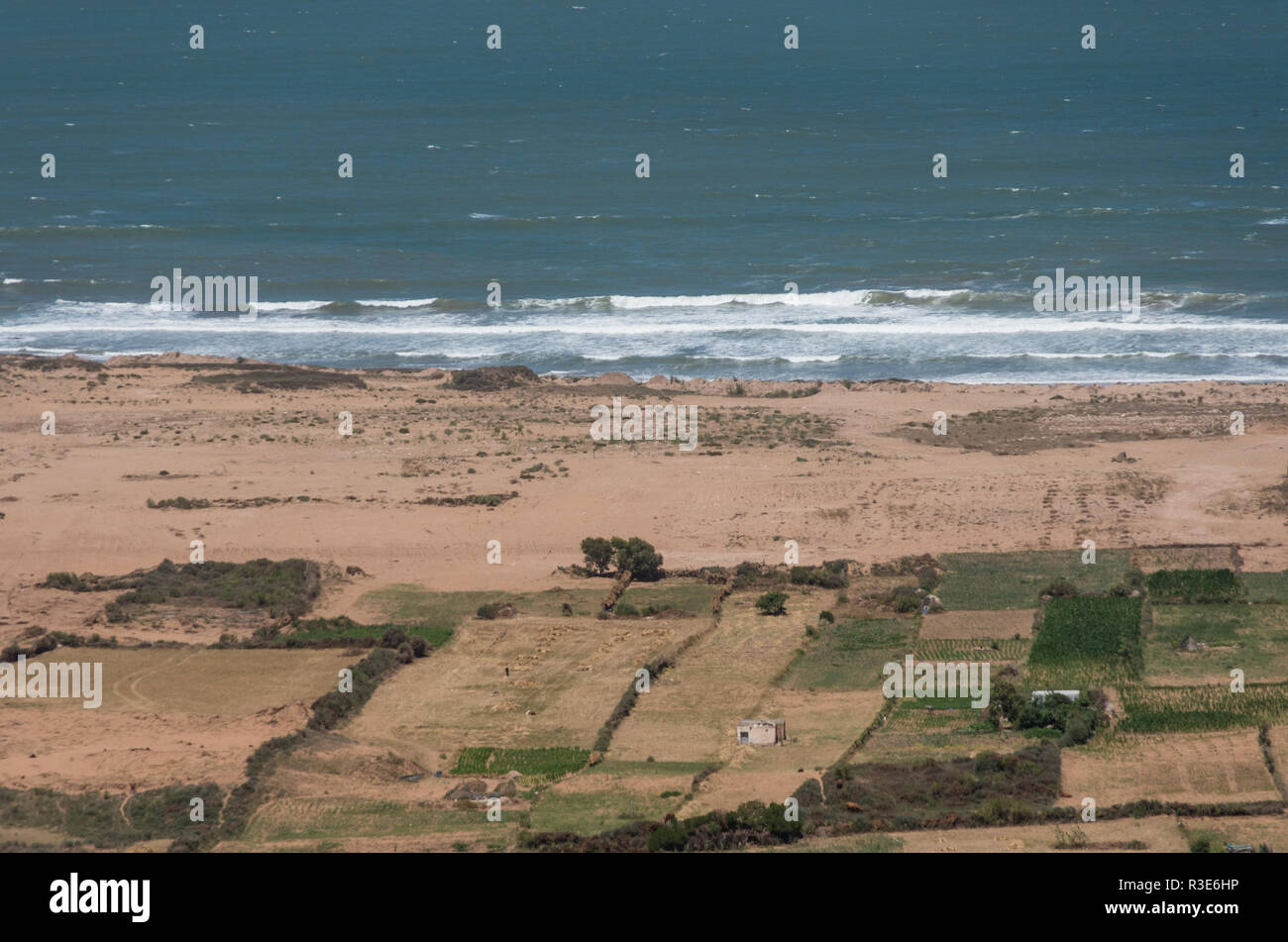 Panoramic view to waves on Atlantic ocean coastline Morocco Stock Photo ...