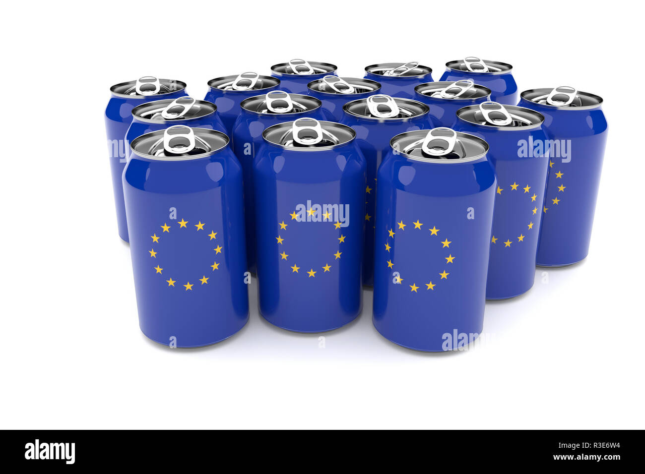 Packaging Waste In The European Union: EU flag Aluminum Cans Isolated ...
