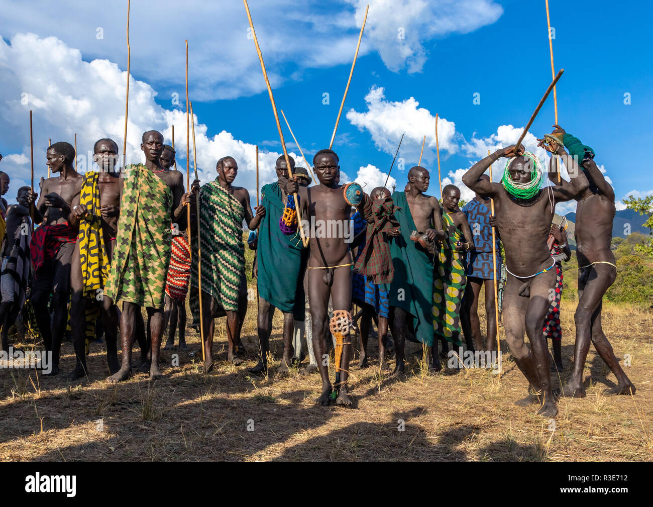 Group Of Suri Tribe Warriors During A Donga Stick Fighting Ritual Omo