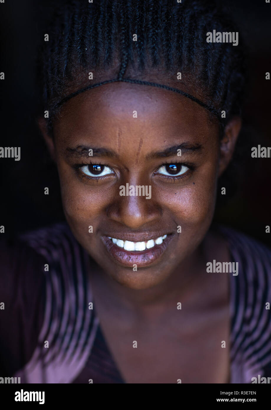 Portrait of a smiling raya tribe girl, Afar Region, Chifra, Ethiopia ...
