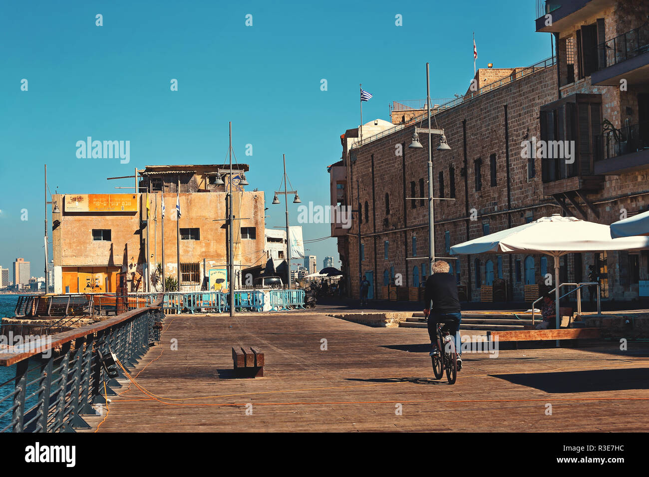 Fragment of the embankment in the old port of Jaffa in Tel Aviv Stock ...