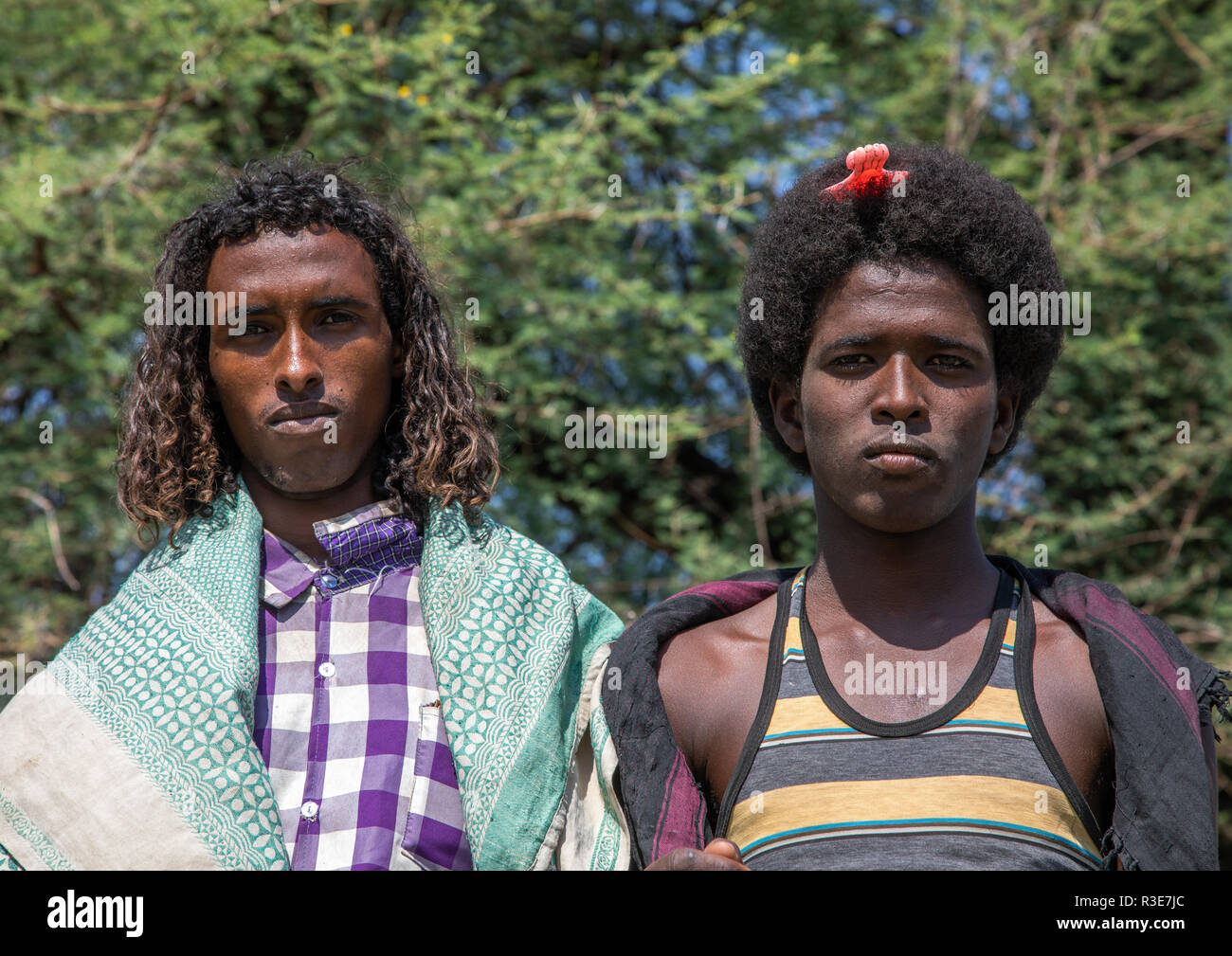 Afar tribe men with hairstyles showing their marital status, Afar ...