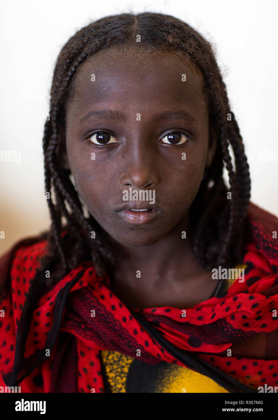 Portrait of an afar tribe girl, Afar Region, Afambo, Ethiopia Stock ...