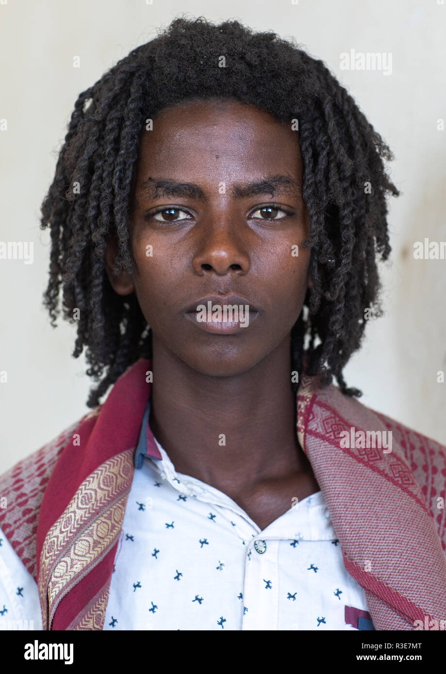 Portrait of an afar tribe man, Afar Region, Afambo, Ethiopia Stock ...