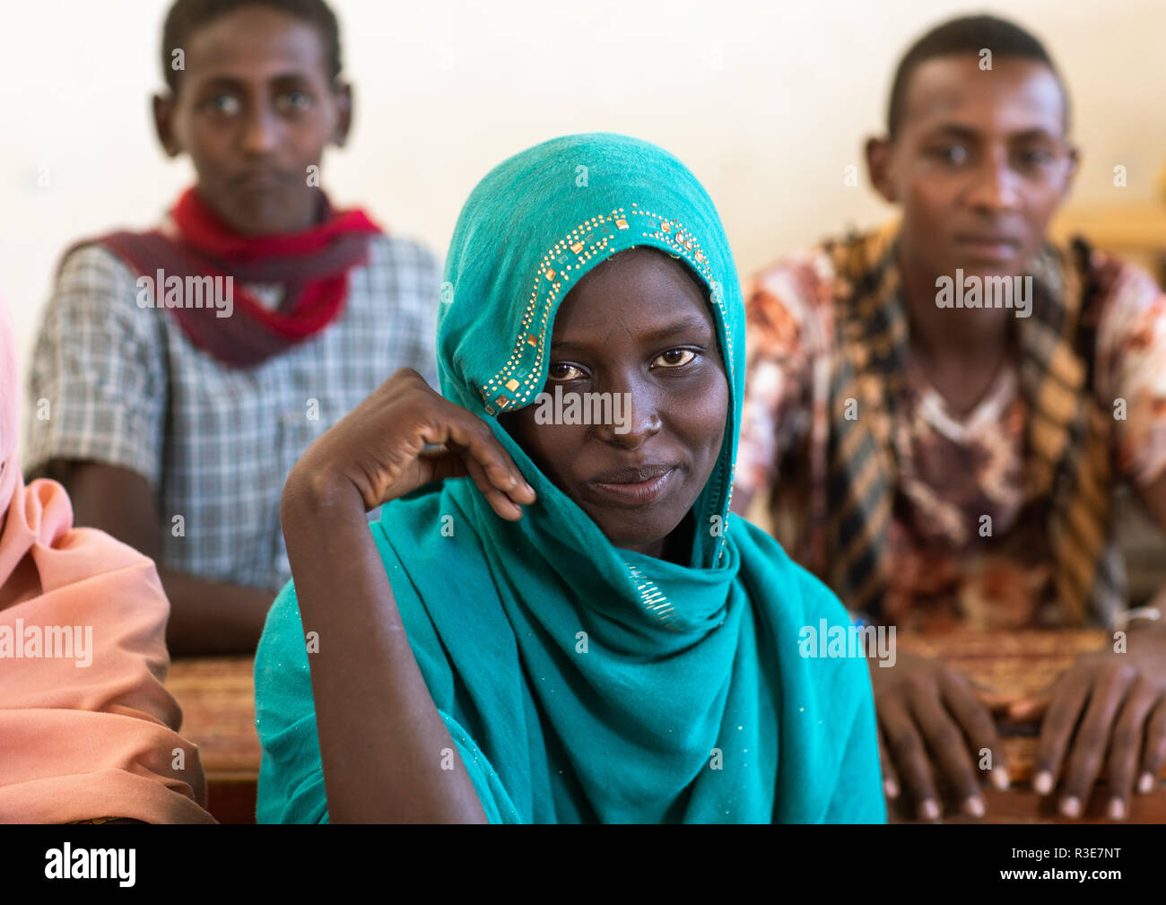 Afar teenage girl in a classroom, Afar Region, Afambo, Ethiopia Stock ...