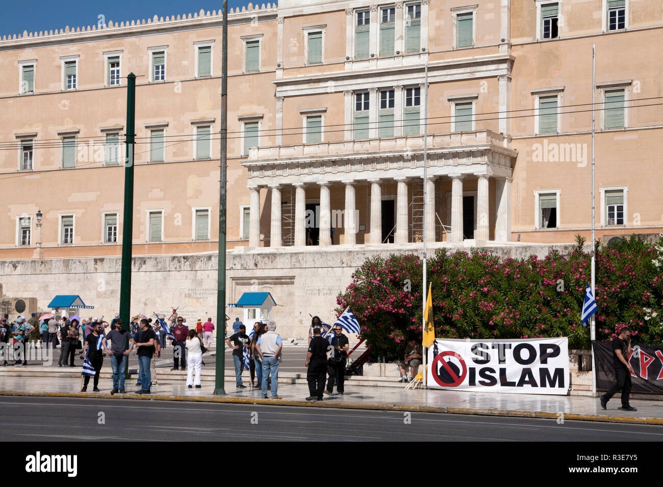 The Building With Flags Of Greece High Resolution Stock Photography and ...