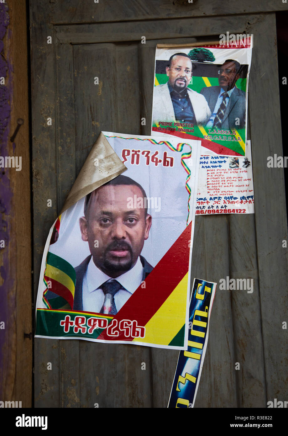 Poster on a house with the picture of ethiopian prime minister abiy ...