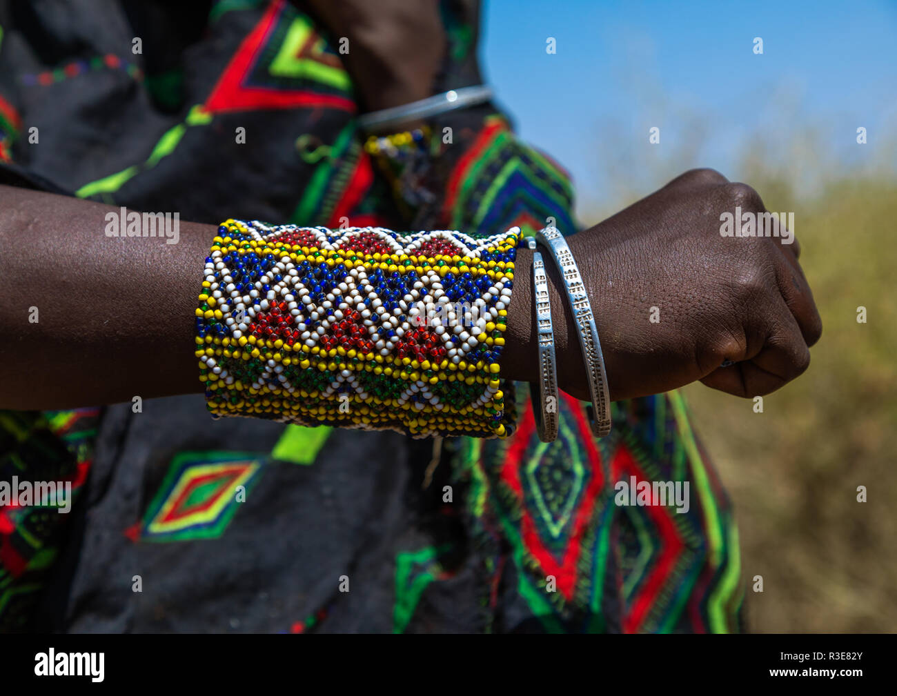 Portrait of an issa tribe woman with a beaded bracelet, Afar Region ...