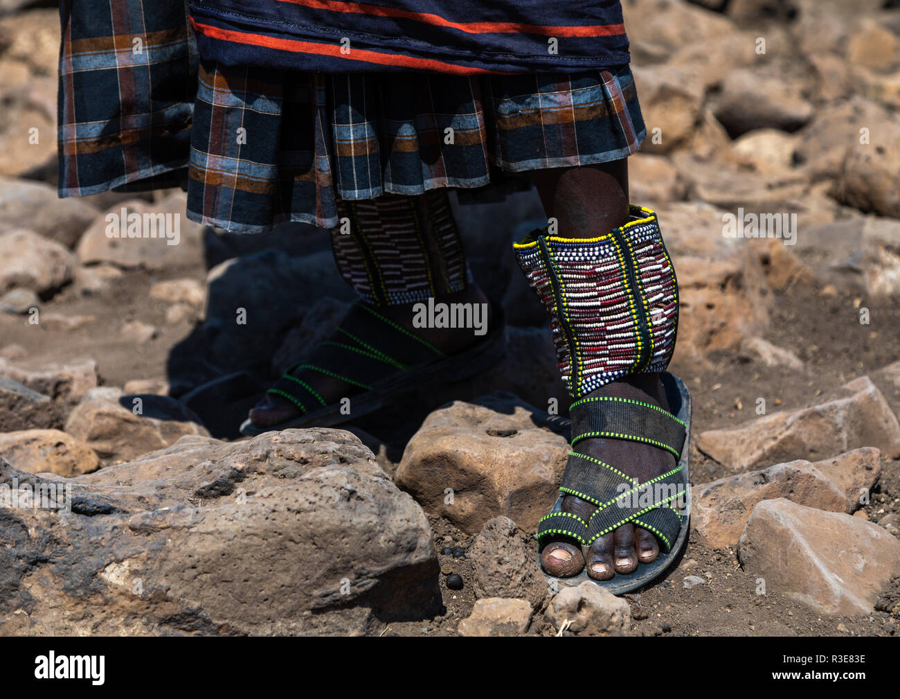 Issa tribe woman with beaded anklets, Afar Region, Gewane, Ethiopia ...