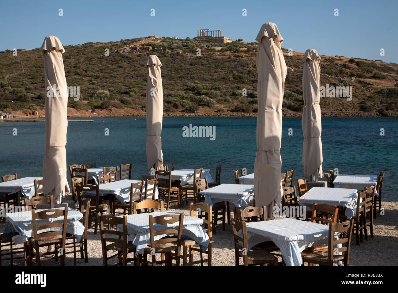 llias fish taverna sounion beach sounio attica greece Stock Photo - Alamy