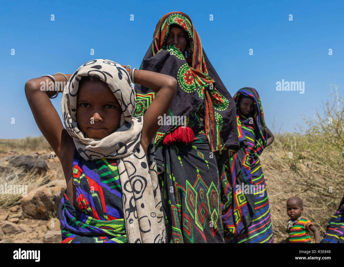 Portrait of an issa tribe family, Afar Region, Gewane, Ethiopia Stock ...