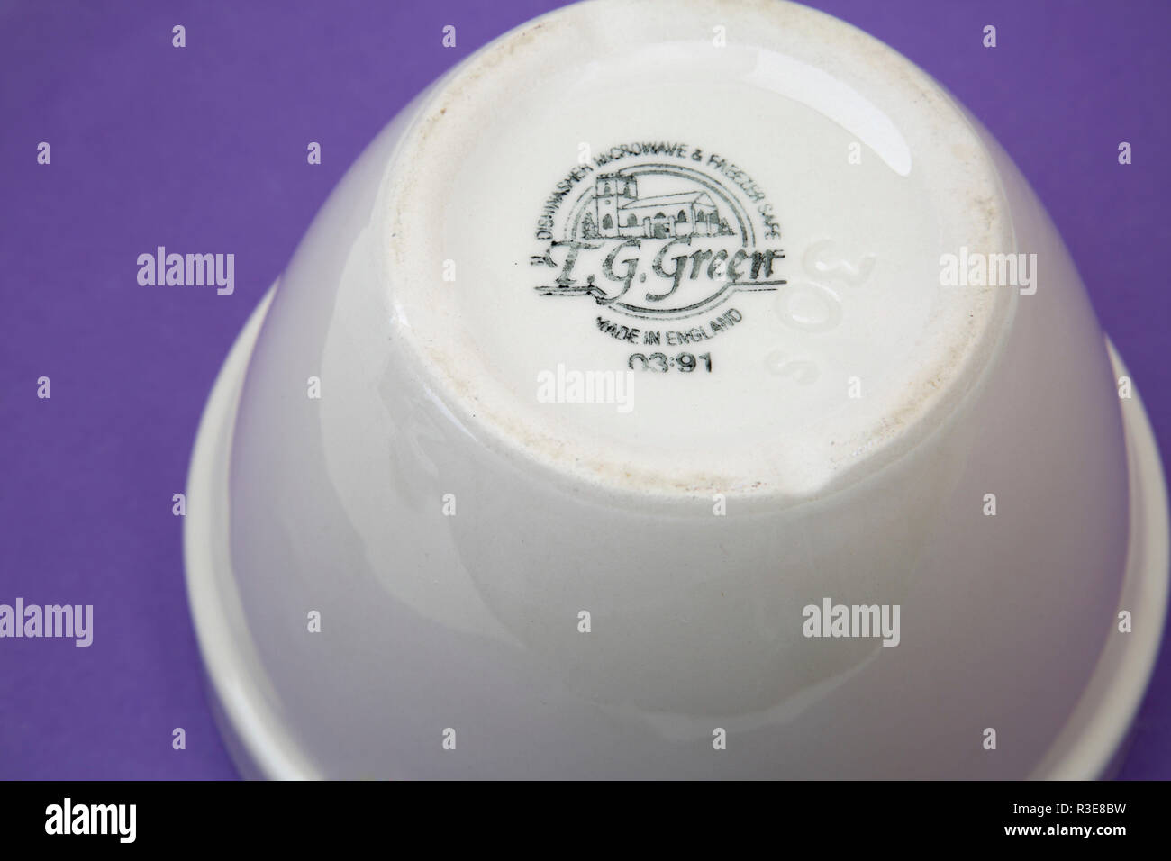 T.G. Green Cornish Ware White Bowl Stamp on Base of Bowl Stock Photo ...