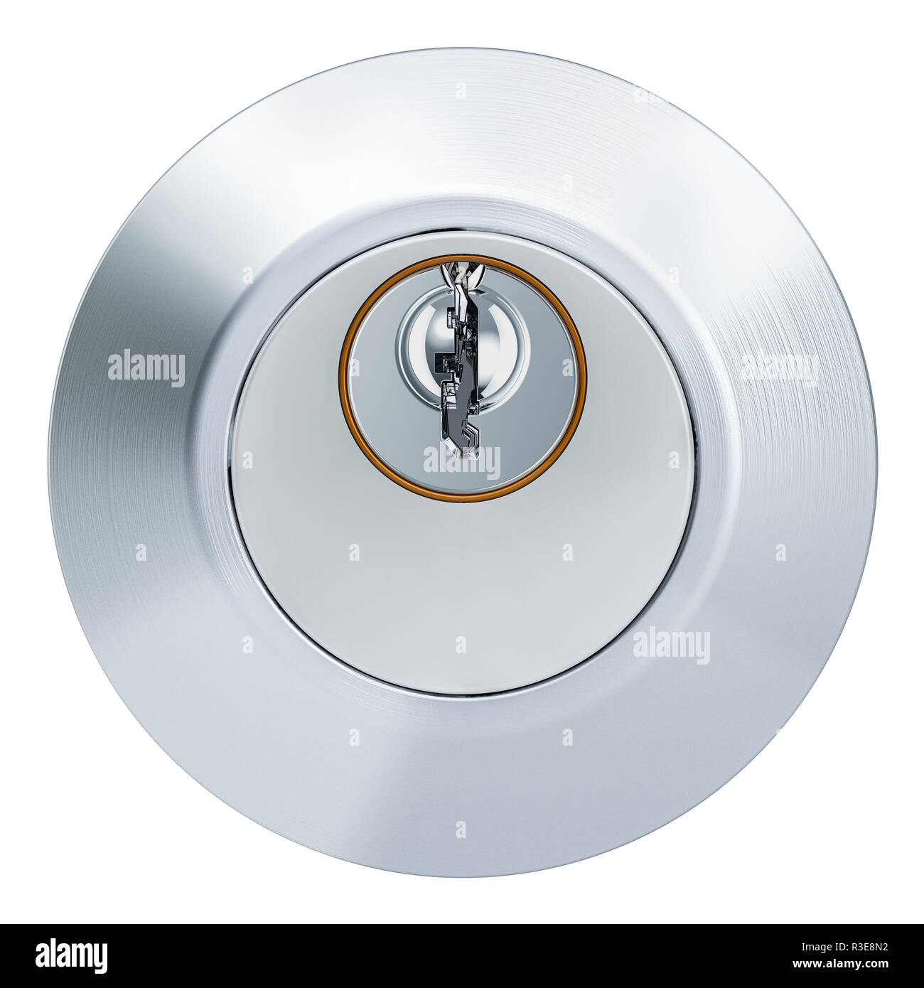 Keyhole in round lock, 3D rendering isolated on white background Stock ...